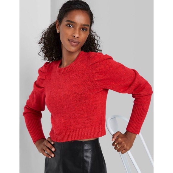 wild fable | Sweaters | Wild Fable Red Puffer Shoulder Crop Sweater Xxl ...